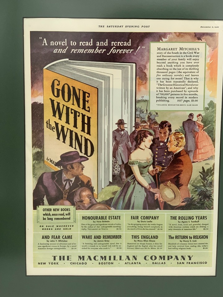 ‘GONE WITH THE WIND’ -- MARGARET MITCHELL SIGNED LETTER ON GWTW - 1936 ...