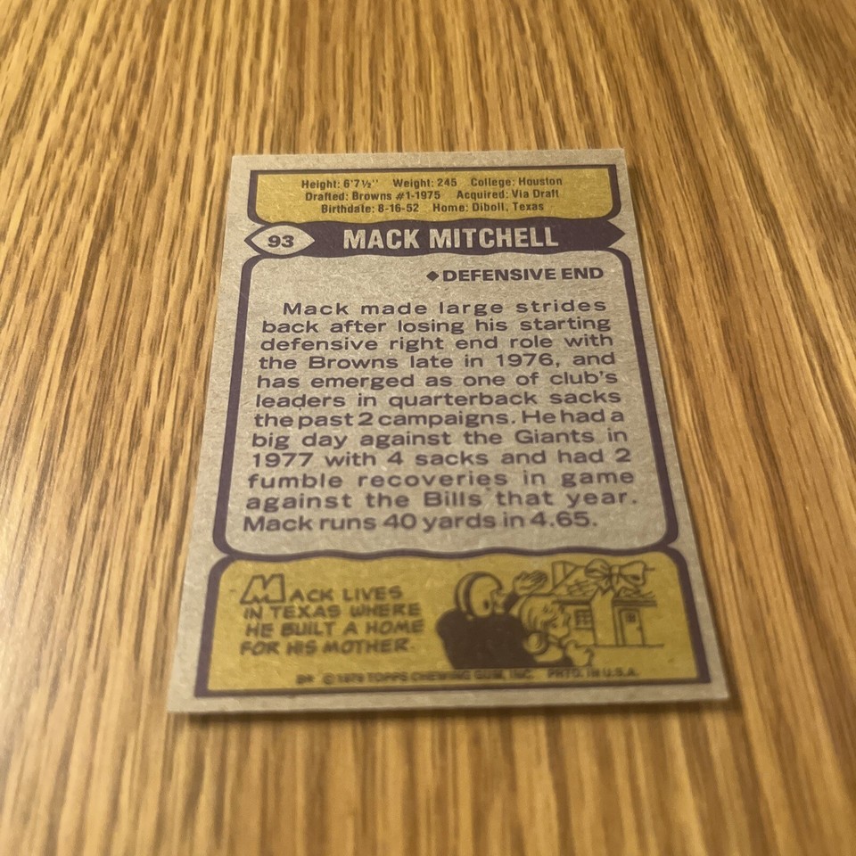 1979 Topps Mack Mitchell Cleveland Browns 93 Free Shipping | eBay