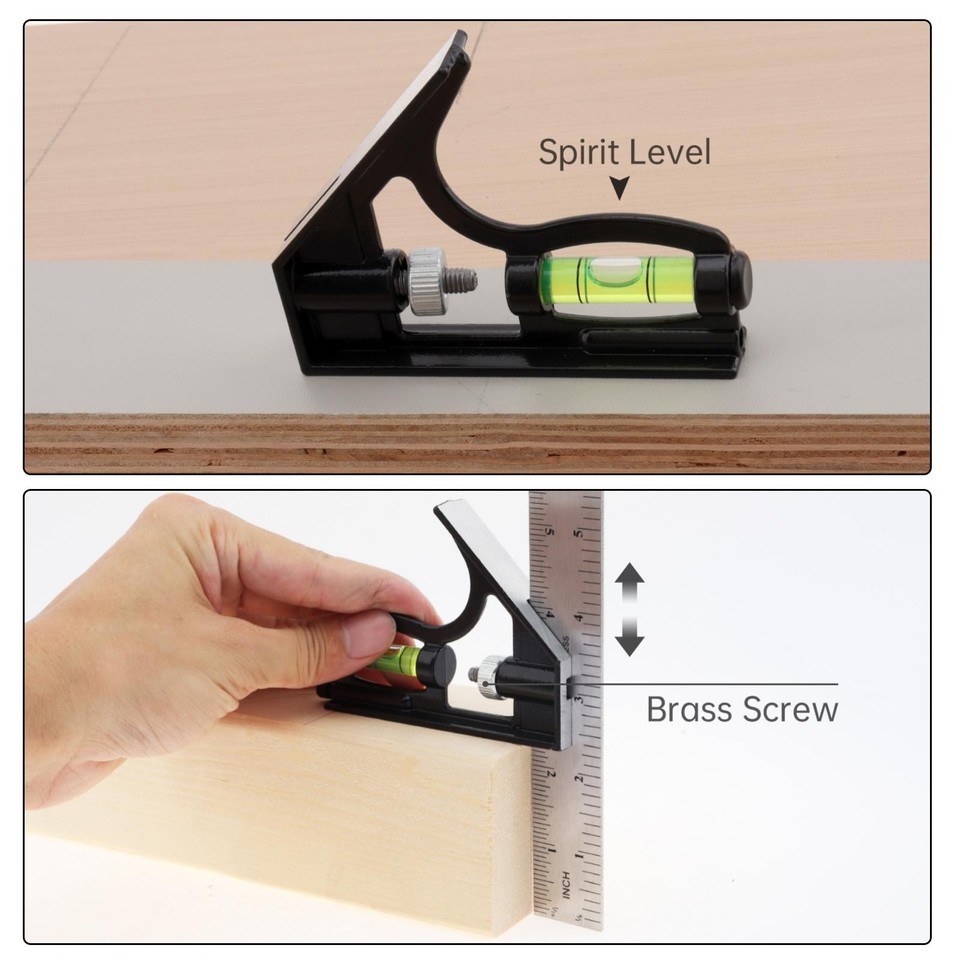 Combination Square, 12-Inch Combo-Square w/ Stainless Steel Ruler for ...