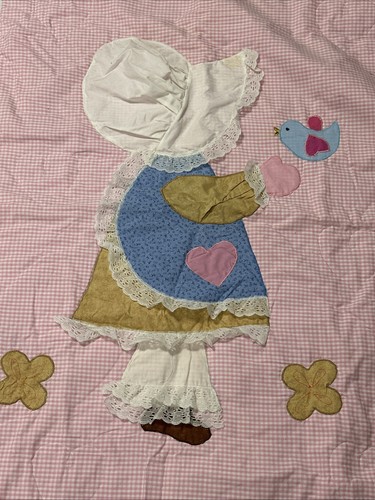 Vintage Handmade Quilt Holly Hobbie Sun Bonnet Sue Crib Baby Blanket 49 ...