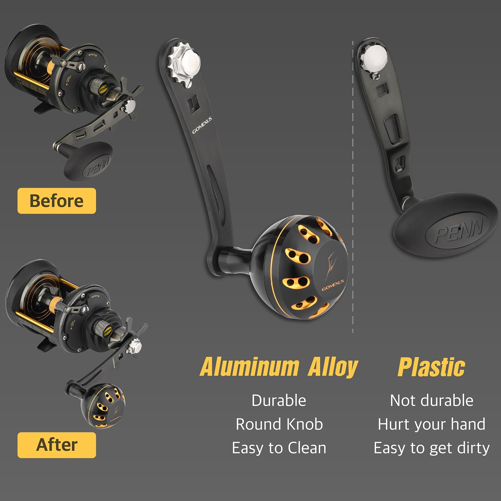 GOMEXUS Power Handle for Penn Squall Star Drag Lever Wind Fathom Star ...