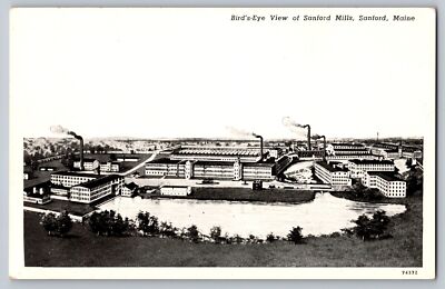 Birds-Eye View Postcard Of Sanford Mills Maine Genuine C.T. Photo ...