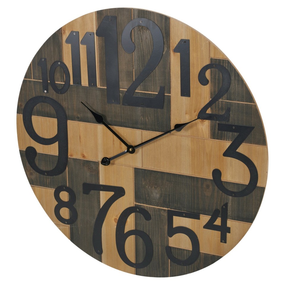 72cm Extra Large Round Wooden Wall Clock Modern Retro Contemporary ...