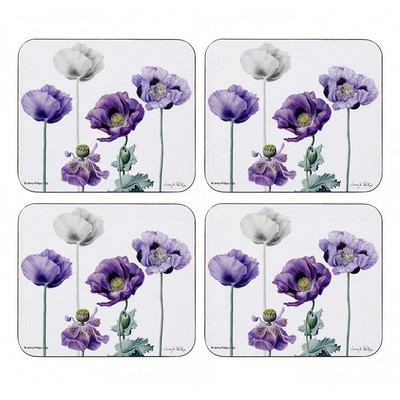 NEW Ashdene Purple Poppies Collection Coaster Set 4pce | eBay