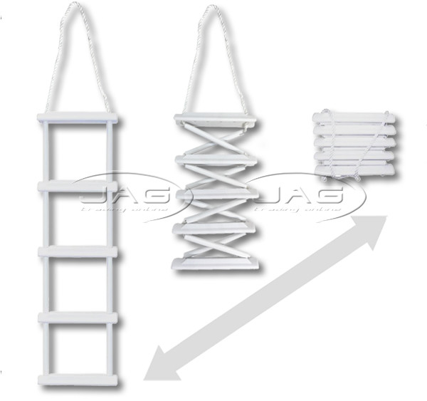 5 STEP FOLDING ROPE LADDER - Boat Marine Yacht Gunwale Cleat Boarding ...