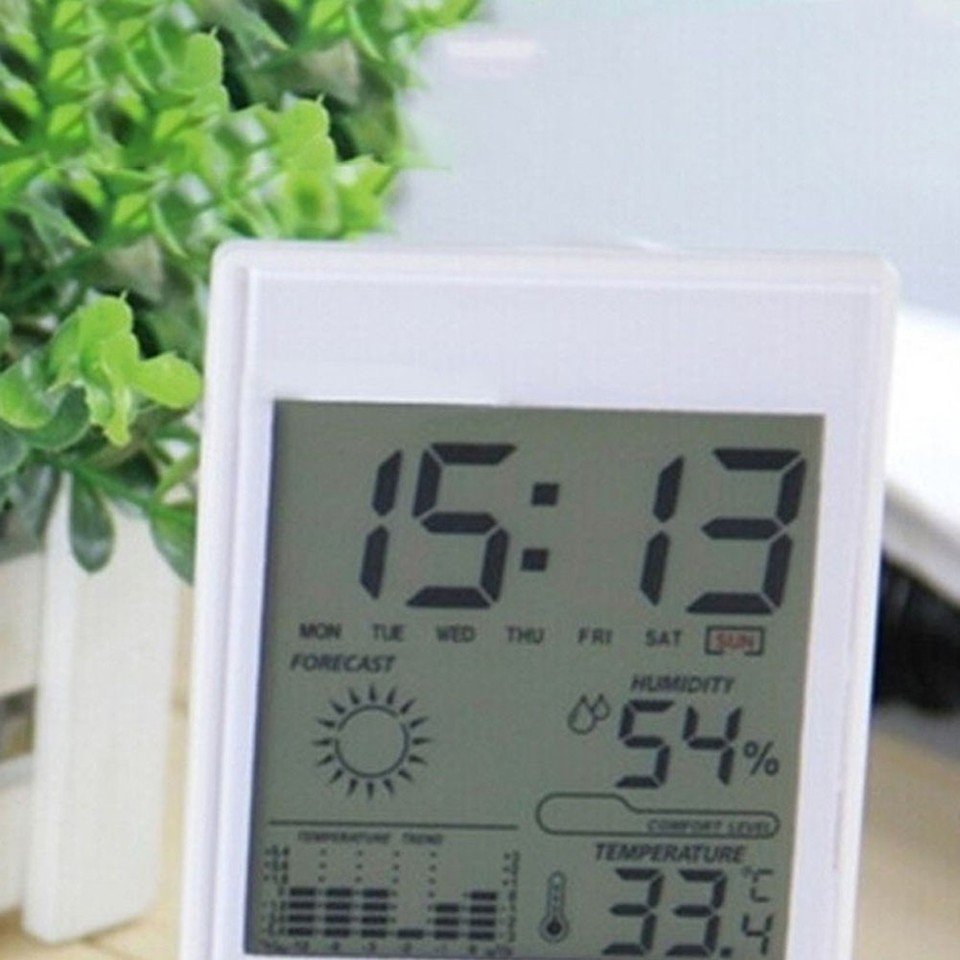 Indoor Thermometer and Hygrometer 2S LED Backlit Digital Calendar Clock ...