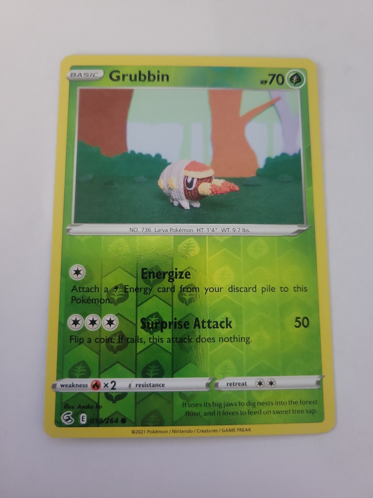 Pokémon TCG Grubbin Fusion Strike 018/264 Reverse Holo Common Grass ...