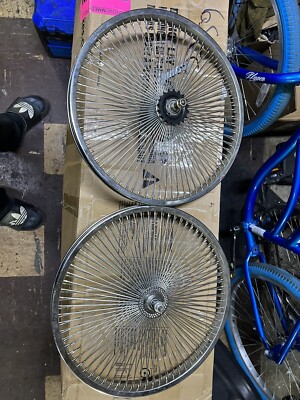 20" Bicycle Wheel Rims Set 144 spokes Rear & Front Chrome Beach Cruiser ...