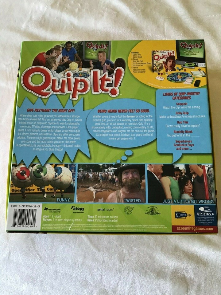 Quip It Board Game, Used, Fun Social Game (Screen Life Games 2005) | eBay