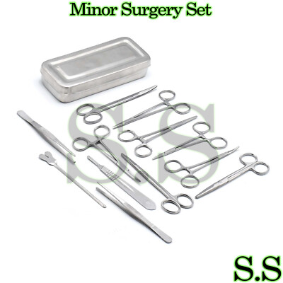 13 Pieces Basic Minor Surgery (Set) Steel Box Surgical Instruments DS ...