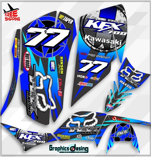 KAWASAKI KFX 700 2004 2007 FULL GRAPHICS KIT STICKER ATV FREE SHIPPING ...