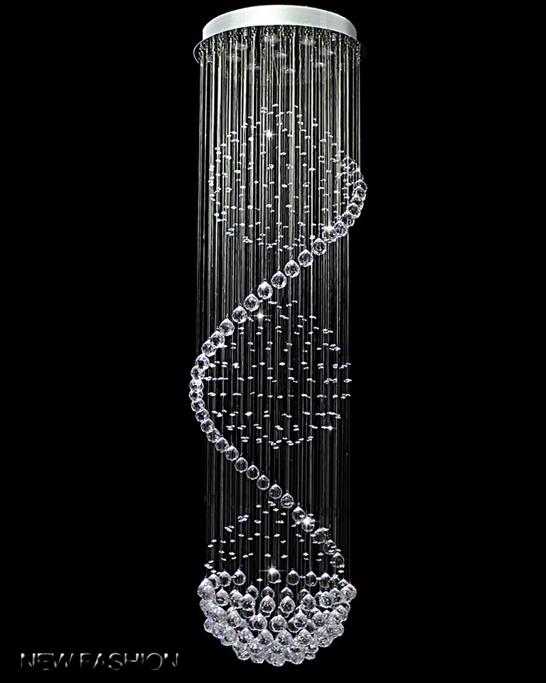 Crystal Ceiling Chandelier Spiral Fixture Light Rain Drop Pendant Lamp ...