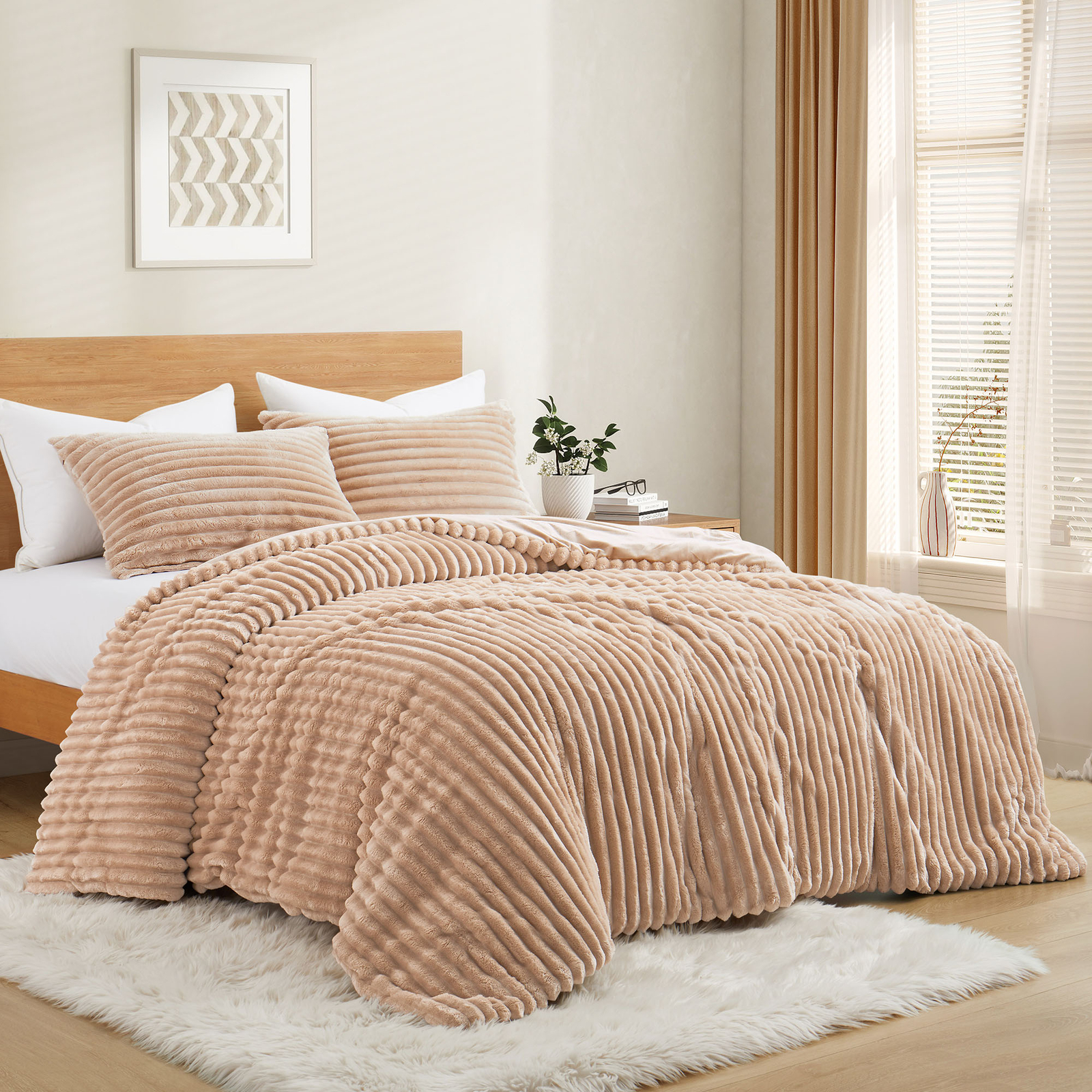 Super Soft Warm Fluffy Fleece Flannel Comforter Sets Faux Fur Bed ...