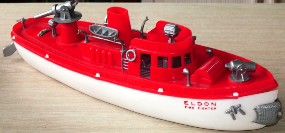 Vintage 1960 Eldon Big Poly Toy Plastic Fire Fighter Fireboat Boat | eBay