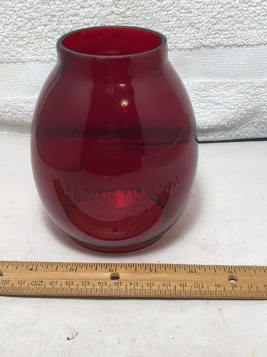 Antique Red Corning Cast Embossed Pennsylvania Lines Railroad Lantern ...