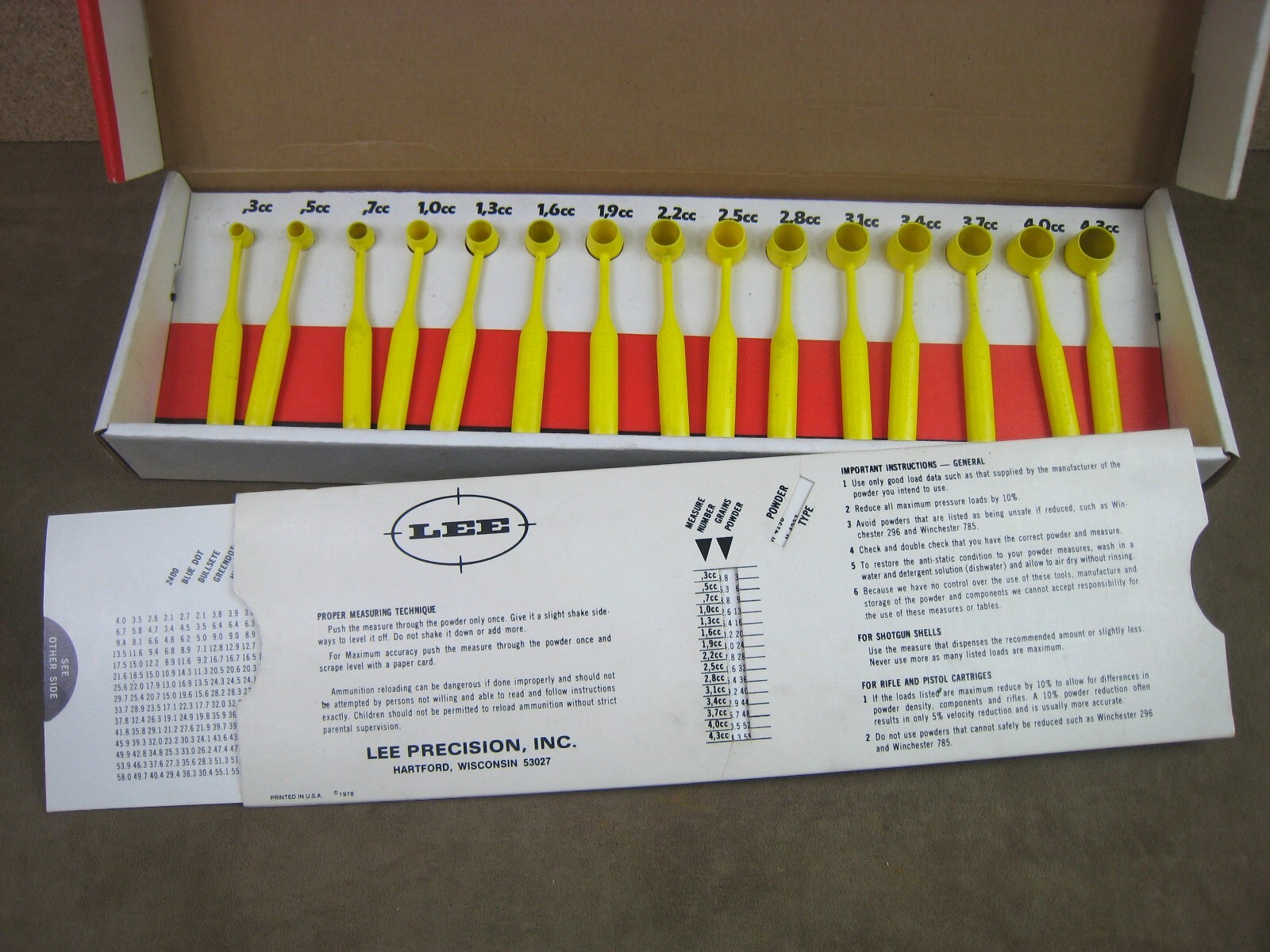 VINTAGE LEE USA NO.90100 IMPROVED POWDER MEASURE DIPPER SCOOP KIT ...