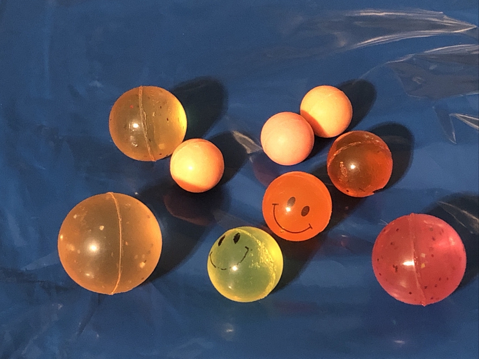 VINTAGE LOT OF 9 RUBBER BOUNCY BALLS NOVELTY VENDING MACHINES Glitter ...