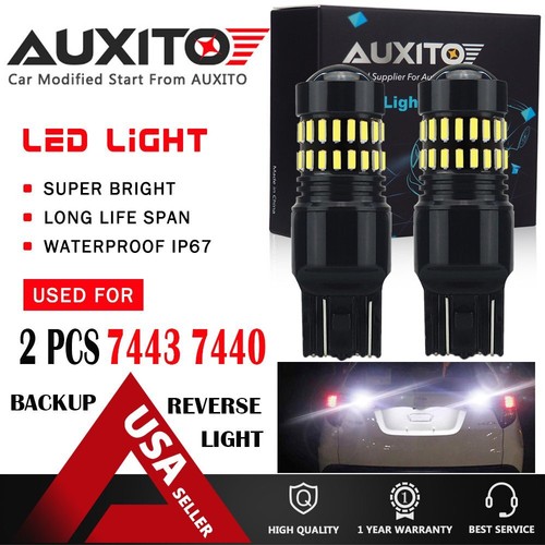 2x White 7443 7440 T20 48SMD 4014 LED Tail Brake Backup Reverse Light ...