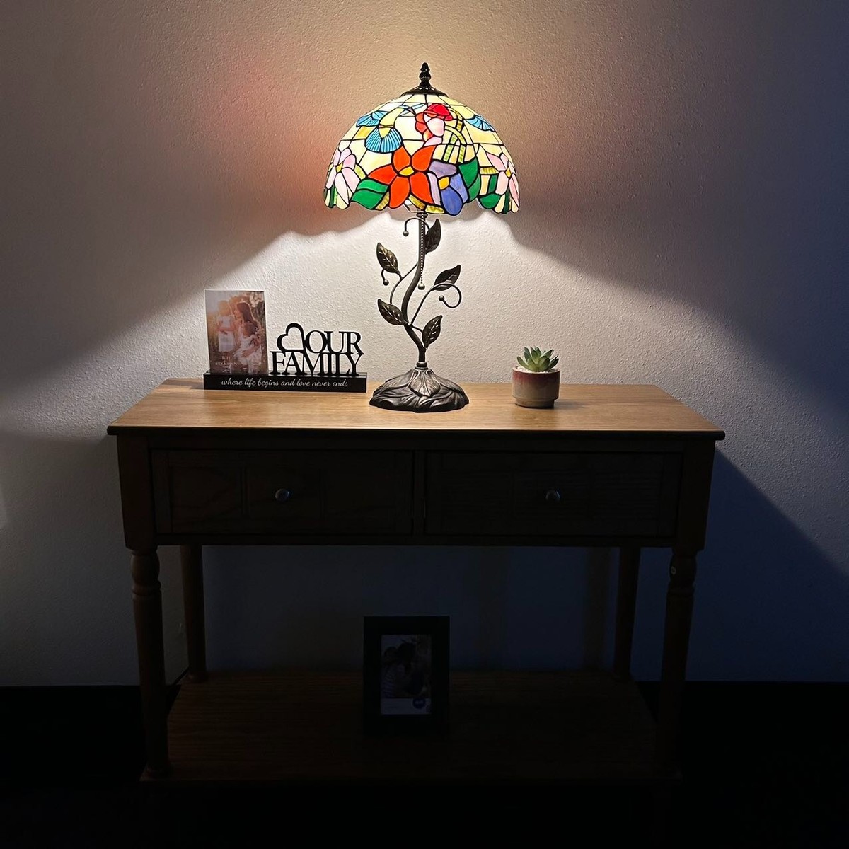 Antique Tiffany Lamps Hummingbird And Flowers HUMMINGBIRD STAINED