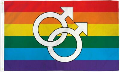 Double Mars Rainbow Flag 3x5 LGBTQIA Gay Pride Double Male Symbol MLM ...