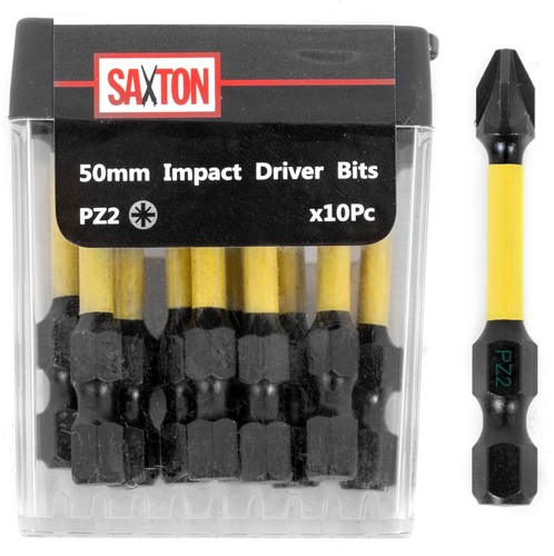 Saxton 10 x PZ2-50mm Pozi-drive 2 Impact Duty Screwdriver Drill Bits ...