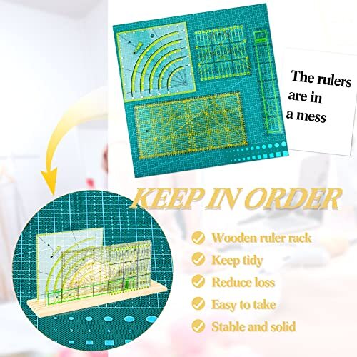 2 Pieces Wooden Ruler Rack Quilting Ruler Rack Organizer Quilting Ruler ...