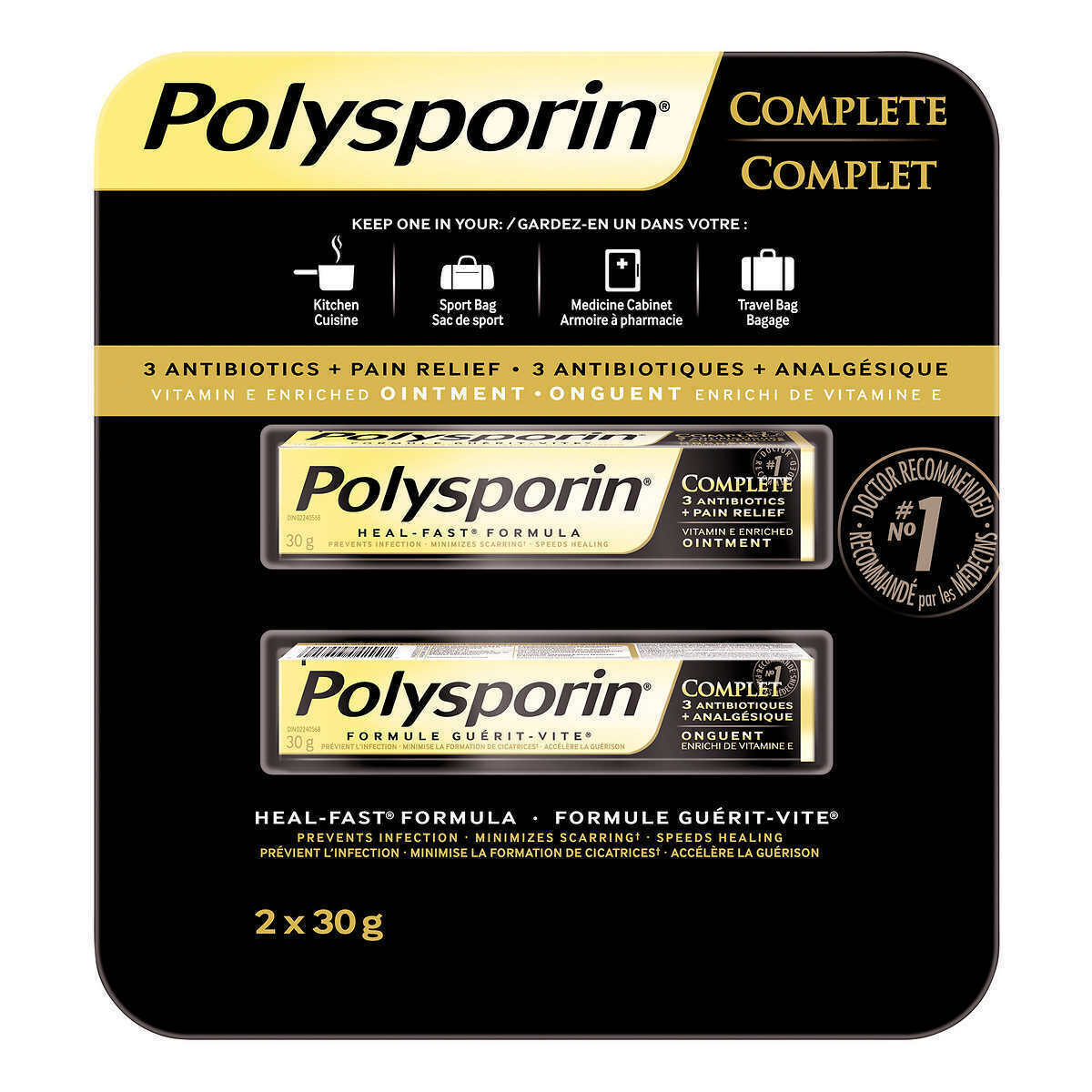 2x 30g Packs Polysporin Original COMPLETE Antibiotic Ointment- HEAL ...