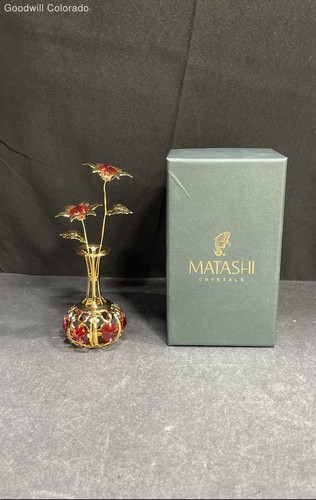 Matashi Gold Plate W/ Red Crystals Flower Vase | eBay