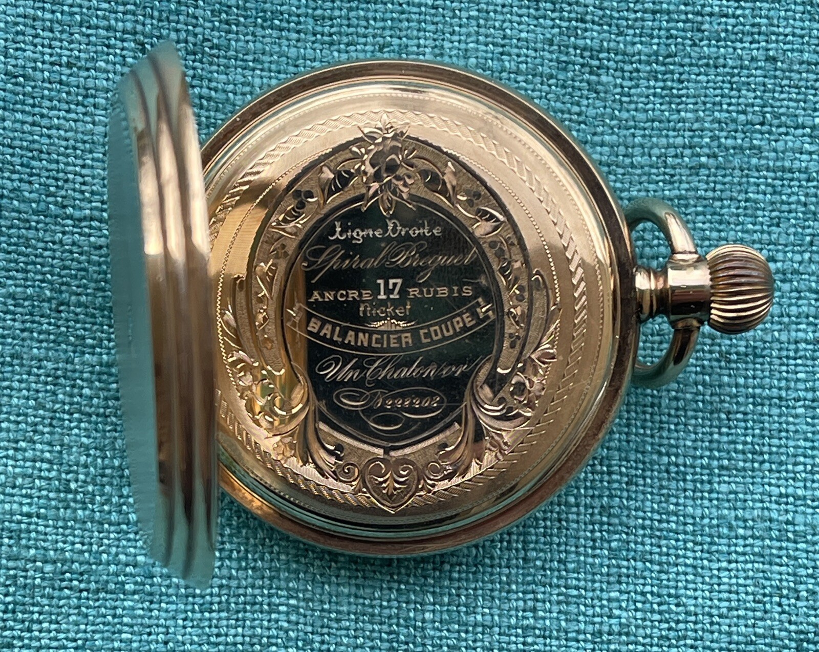 Ligne Droite Spiral Breguet ANCRE 17 RUBIS BALANCIER COUPÉ 14K Gold ...