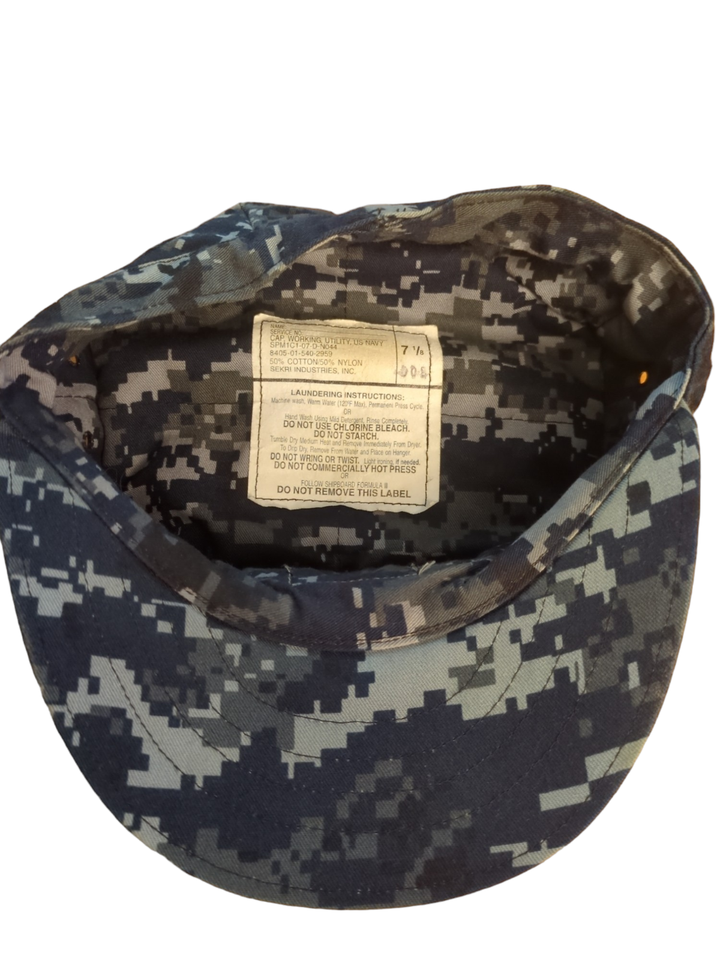 US Navy NWU Type I Blue Digital Blueberry Hat Utility 8 Point Cap Size ...