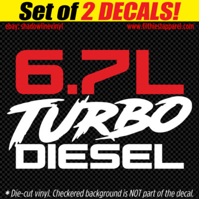 6.7L TURBO DIESEL (Set of 2) Vinyl Decals Stickers powerstroke ...