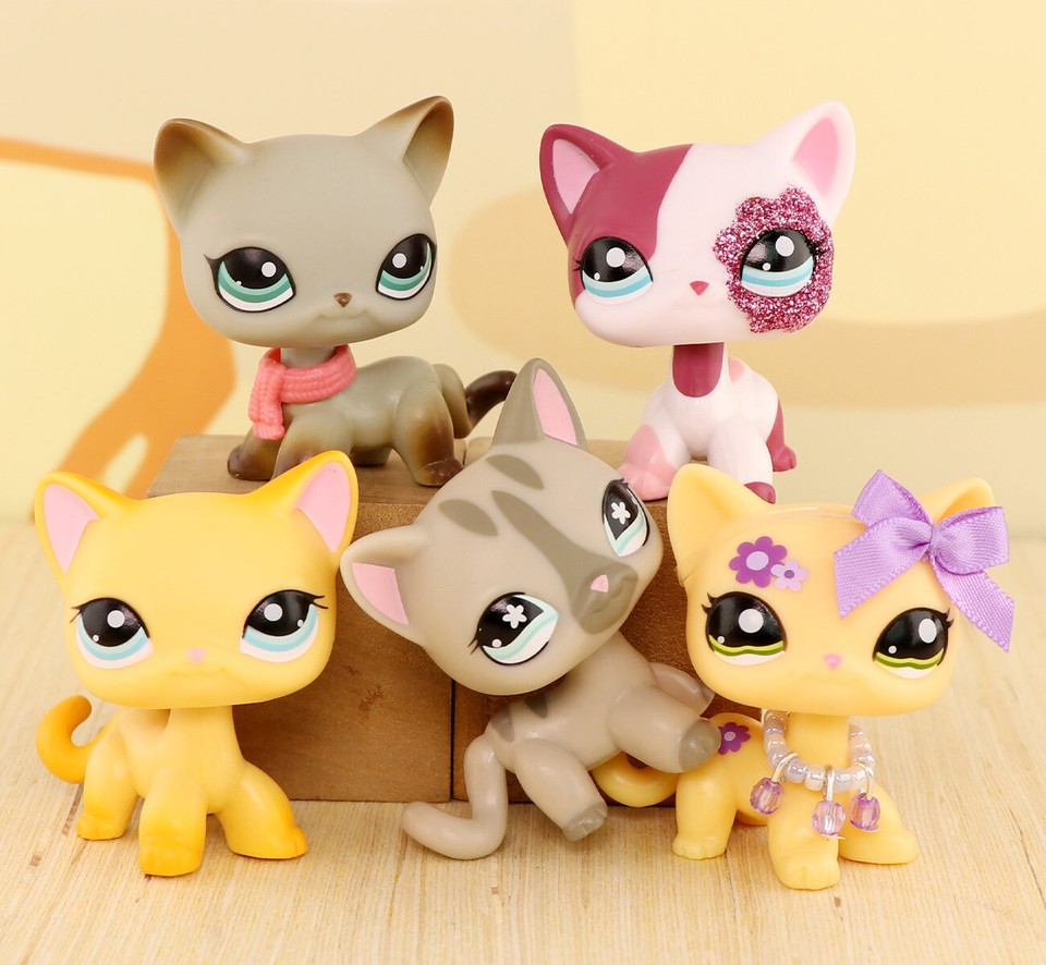 5pcs Pet Shop LPS Shorthair Cat Kitten Kittty with LPS Accessories Who ...