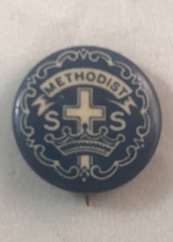 1895 METHODIST PINBACK RELIGIOUS BUTTON PIN LITTLE'S SYSTEM CROSS ...
