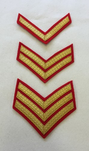 Gold & Red Mess Dress Chevrons, LCpl Lance, Cpl Corporal, Sgt Sergeant ...