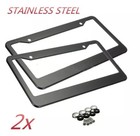 2Pcs Black Metal License Plate Frame Tag Cover Screw Caps Stainless ...