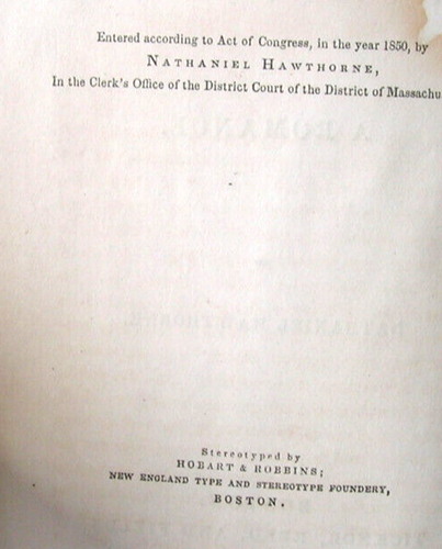 MAR 30 1850 2ND PRINTING CONSIDERED 2ND EDITION OF SCARLET LETTER mar-30-1850-2nd-printing-considered-2nd-edition-of-scarlet-letter
