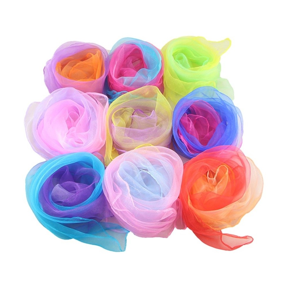 20 Pieces Small Scarf Colorful Silk Dance Ribbons Scarves Juggling | eBay