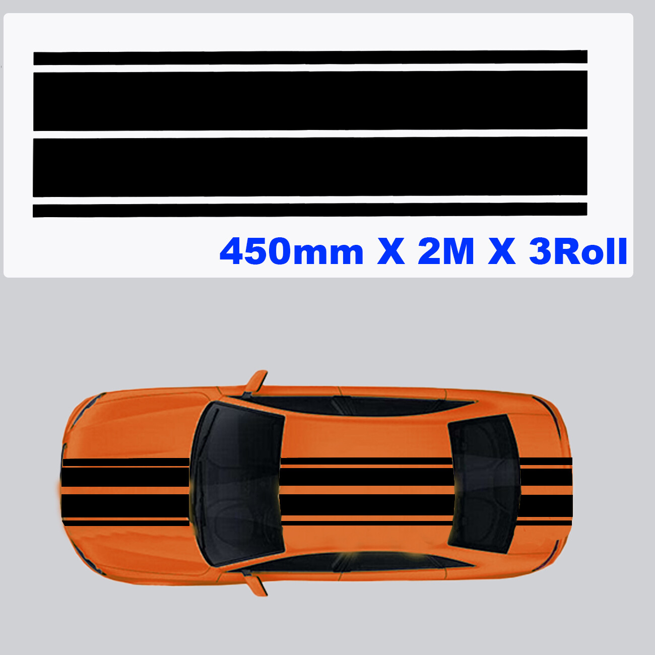 3Roll 2M Black Racing Stripe Full Vehicle Vinyl Decal Sticker HK Accent ...