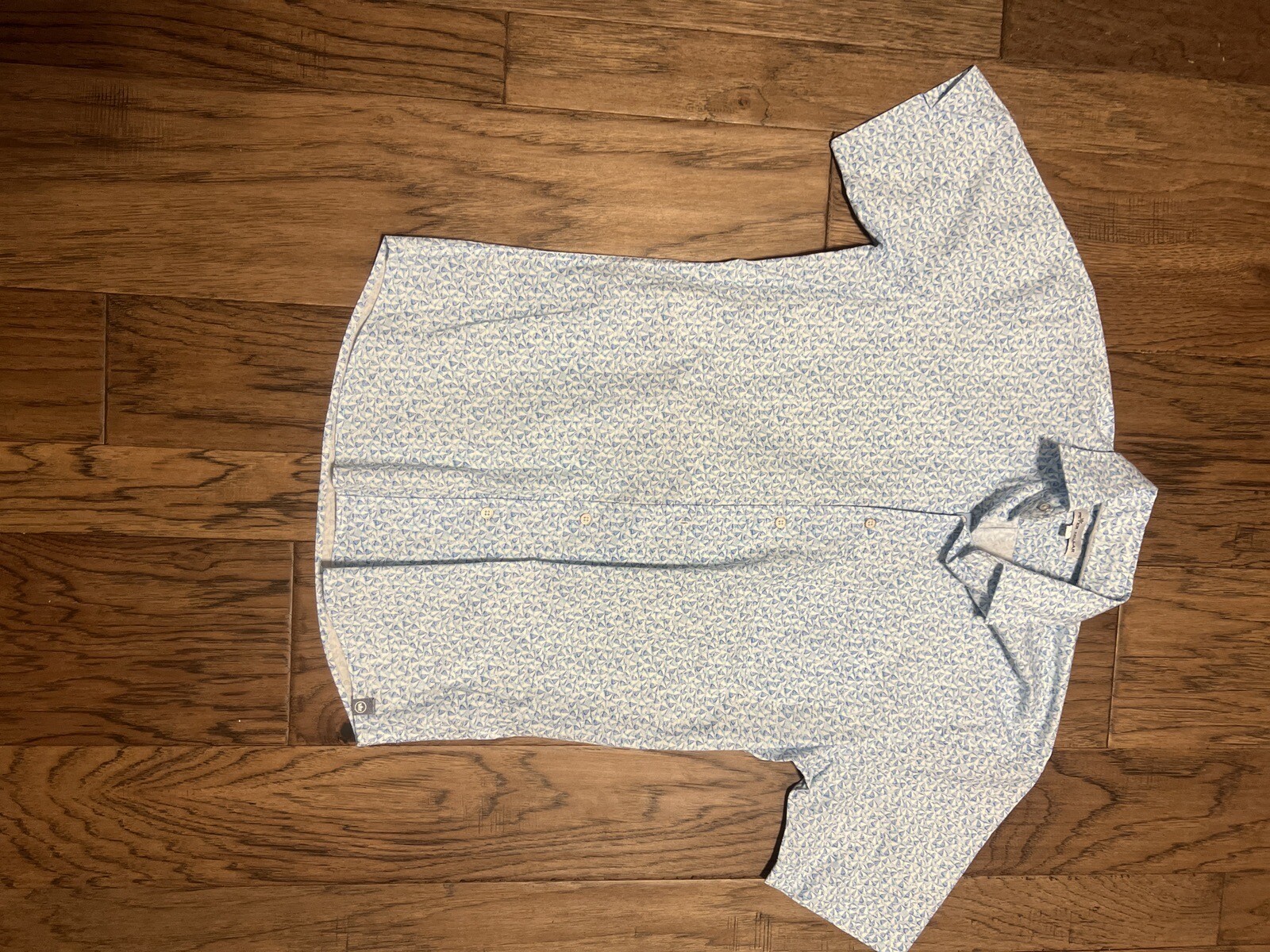 Peter Millar Pale Blue Aqua Geo Triangle Short Sleeve… - Gem