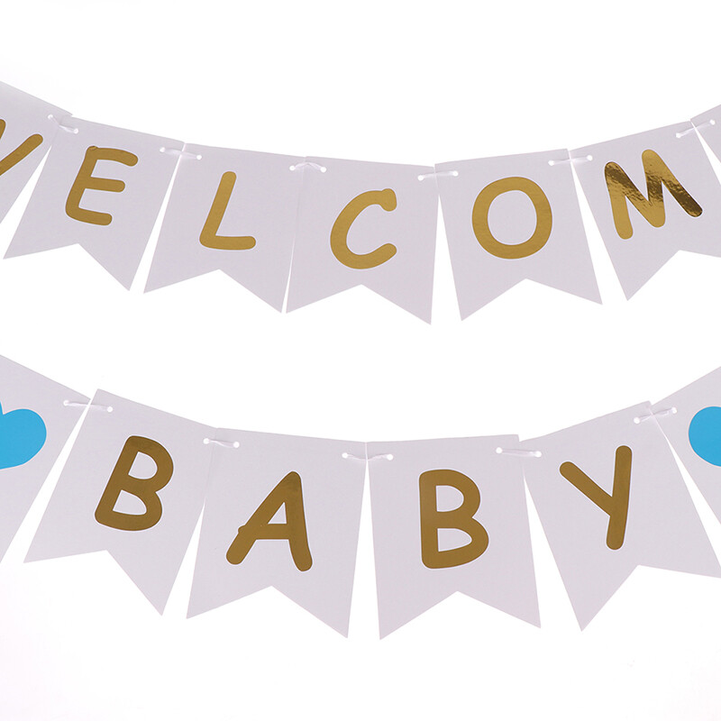 Birthday Decoration Welcome Baby Banners Paper Flags Baby Shower ...