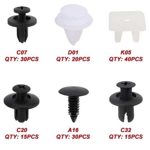 150pc Plastic Rivets Fender Bumper Push Pin Clips Fasteners Retainers ...