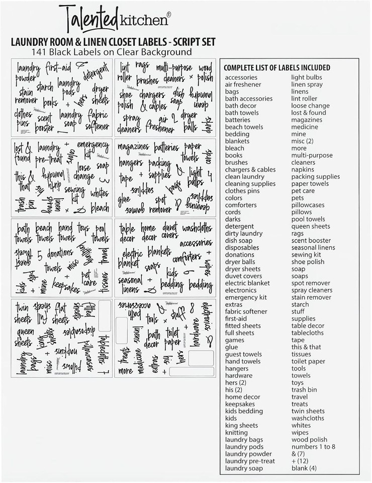 Talented Kitchen 141 Laundry Labels for Jars, Containers - Varies ...
