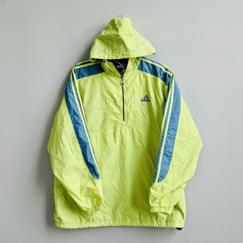 VTG Y2K Adidas Track Jacket Mens Large Windbreaker Retro Hooded Lime ...