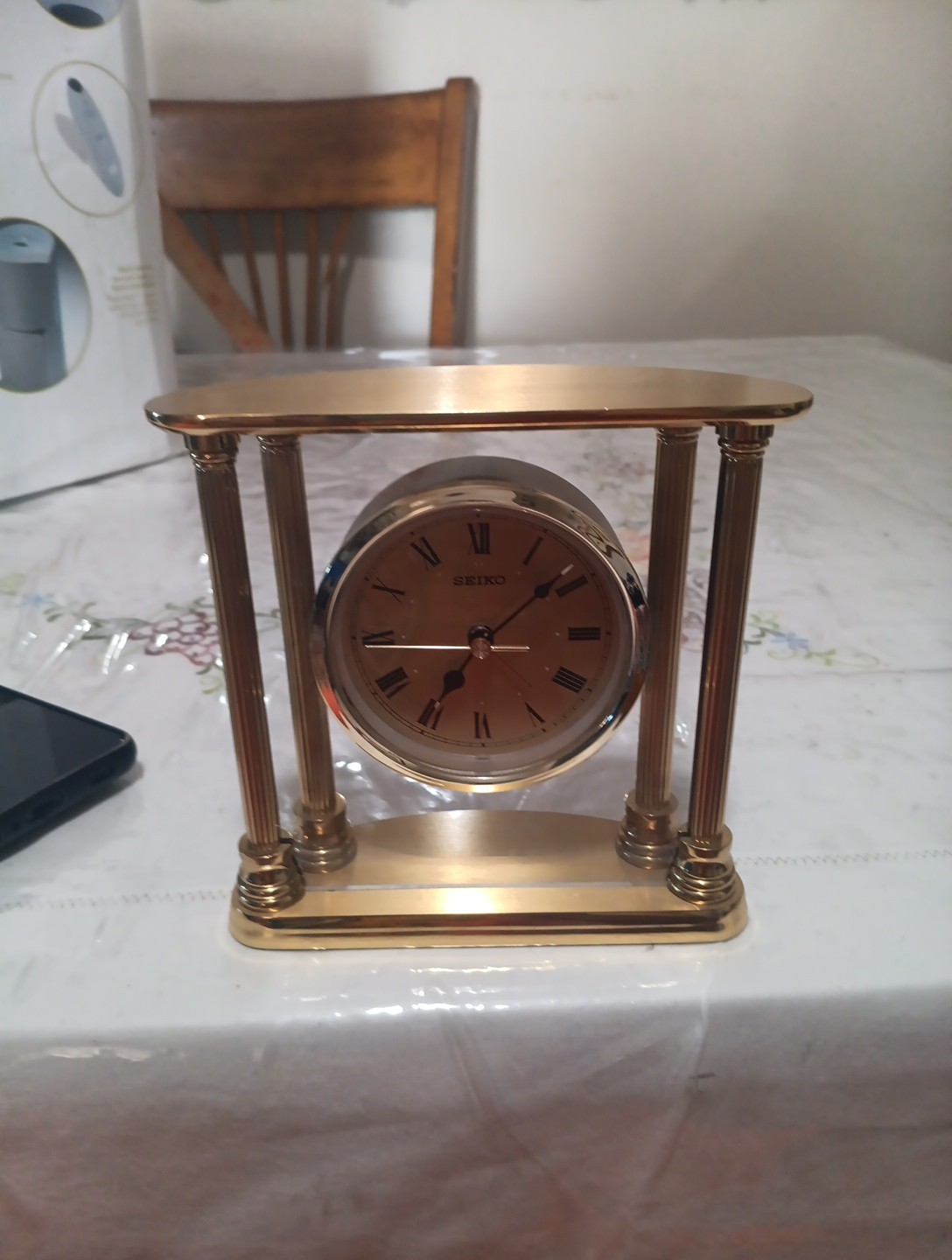 Seiko 1960's Vintage Elegant Brass Double Pillar Floating Clock | eBay