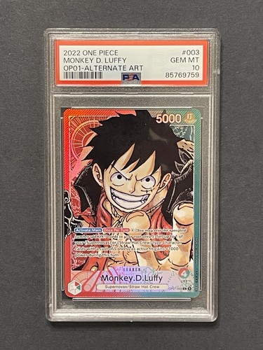 Monkey D Luffy PSA 10 OP01-003 Errata Alternate Art Leader Manga One ...