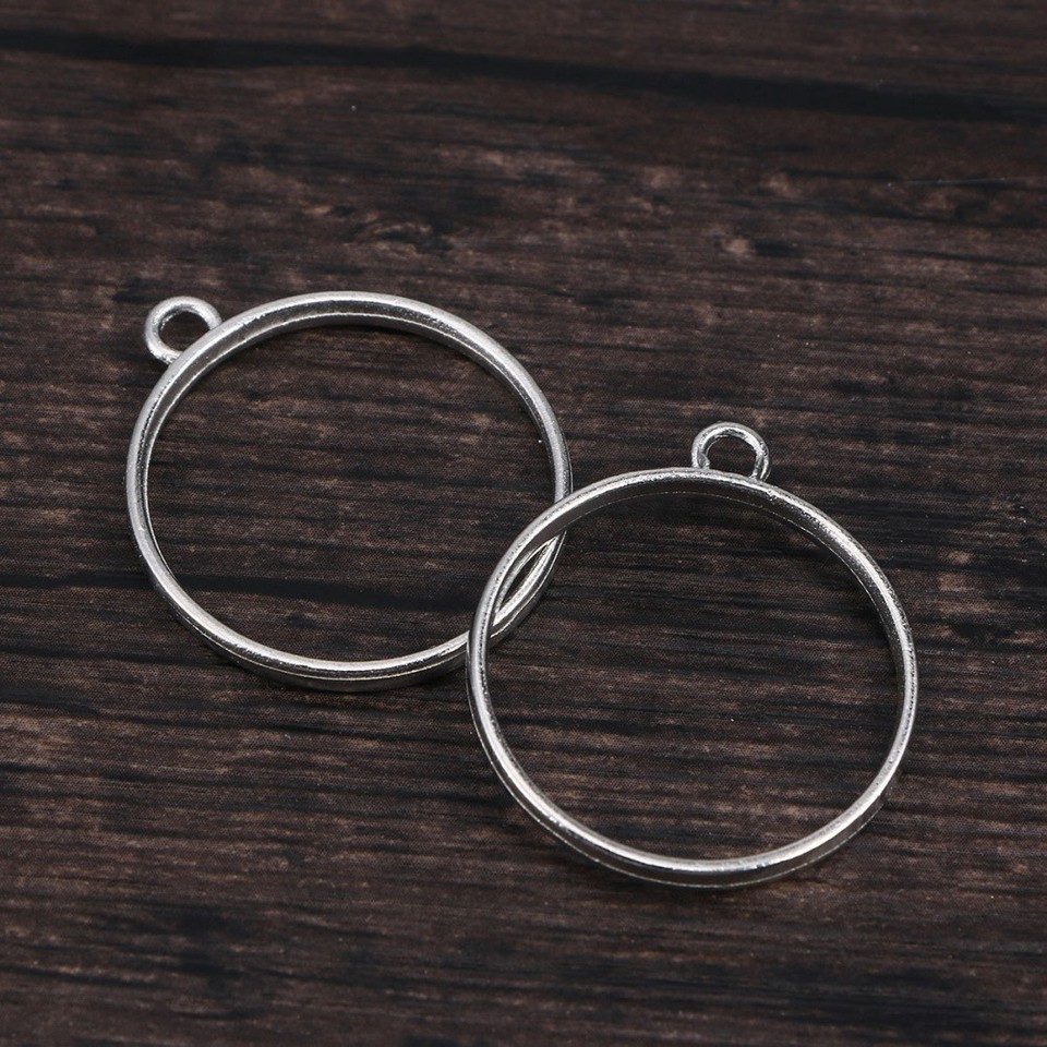 10 PCS Metal Frame Pendant Hollow Round Back Bezel Jewelry Making ...