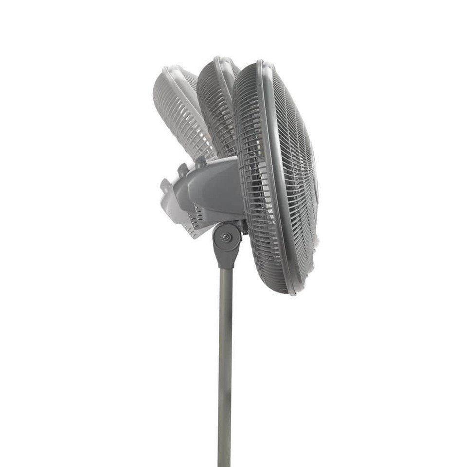 Pedestal Stand Fan Gray 3-Speed Oscillating Adjustable Height Easy ...