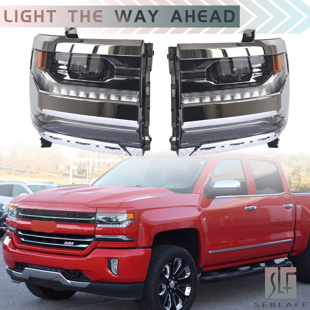 2016-2018 Chevrolet Silverado 1500 LED Headlight Frame Chrome Housing ...