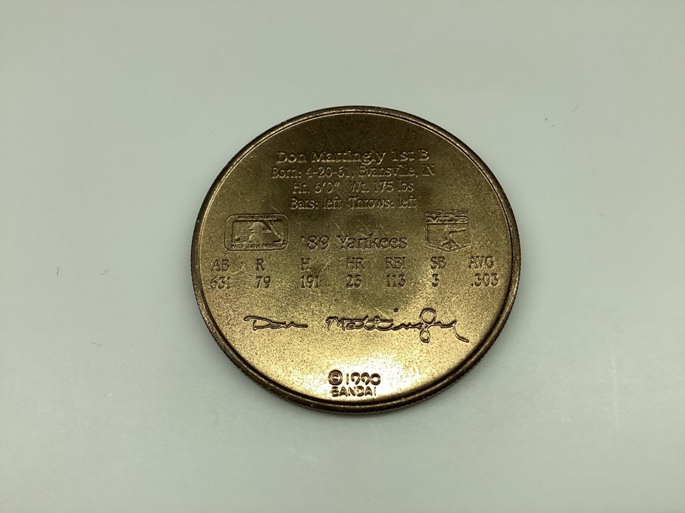 Don Mattingly 1990 Bandai Gold Plated Brass Coin New York Yankees | eBay