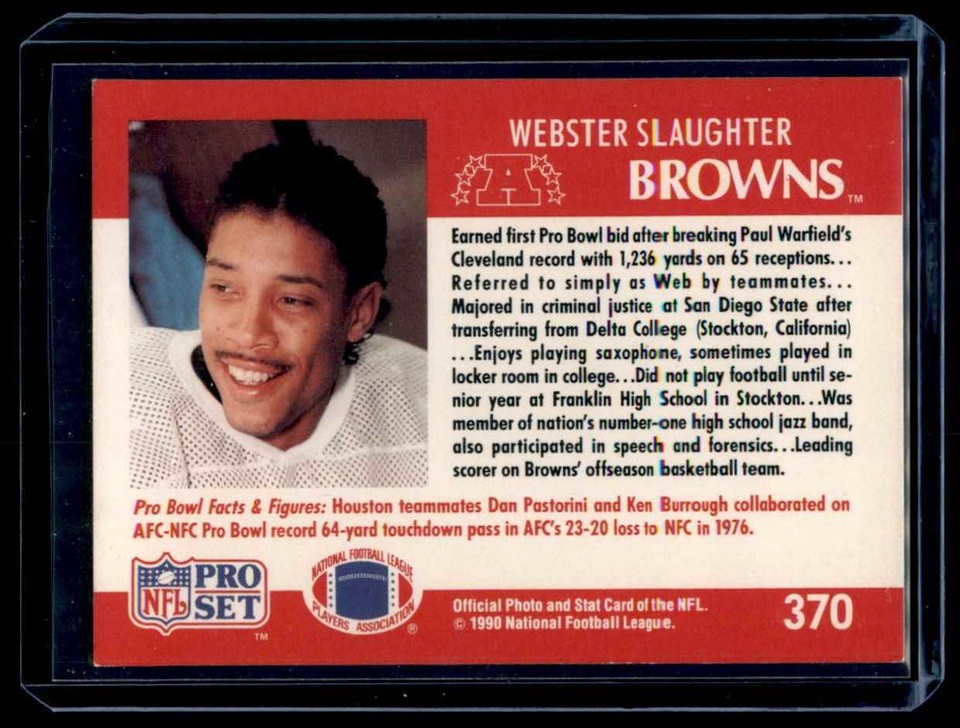 1990 NFL Pro Set Webster Slaughter Cleveland Browns #370 0964 | eBay